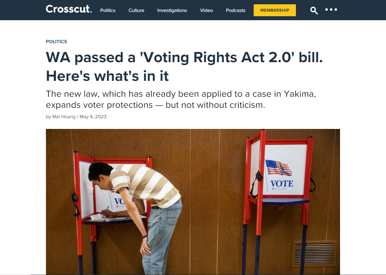 OneAmerica in the News: "WA passed a 'Voting Rights Act 2.0' bill. Here ...